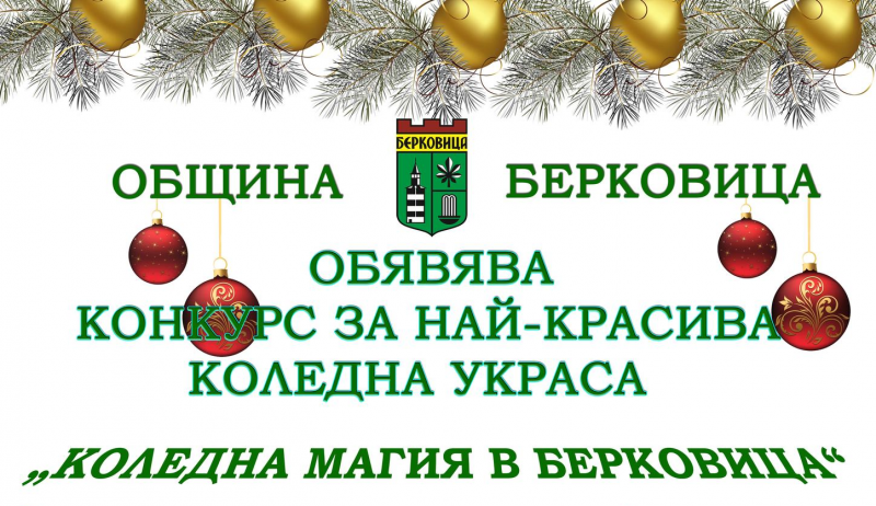 Община Берковица обяви конкурс за най красива коледна украса