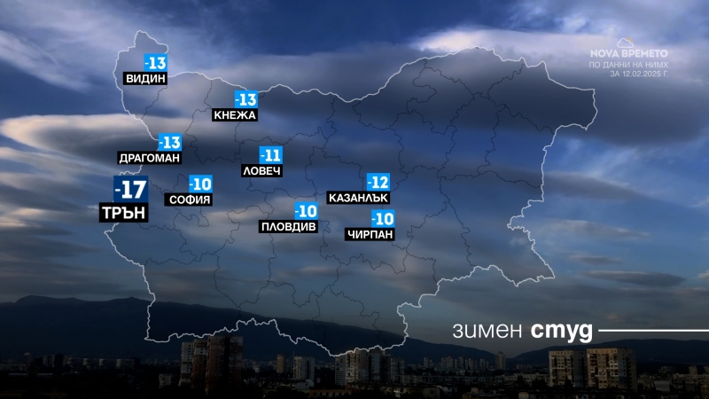 Видин е бил един от най студените градове тази сутрин измериха 13 градуса